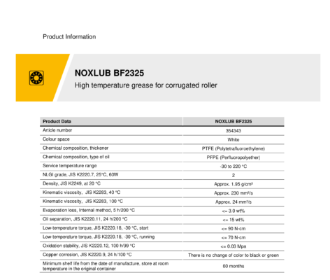 Kluber NOXLUB BF2325, Corrugating Rolls Lubricant, High Temperature ...